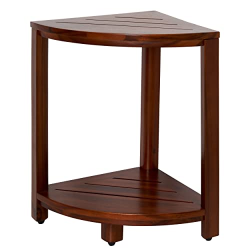 WOODGIN Corner style Shower Foot Rest, Acacia Wood Corner Shower Bench & Waterproof Corner Shower Stool - Shower Seat for Inside Shower & Stool Step for both Indoor and Outdoor Use