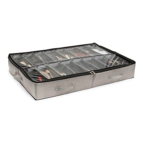 MOJECTO Extra Large Under Bed Storage Organizer (40x27x6 In) With Hard Bottom And Side Walls For Shoes, Blanket, Clothes.
