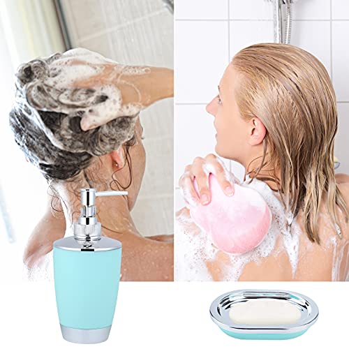 Yosoo 6 Piece Plastic Bathroom Accessory Set Luxury Bath Accessories Bath Set Lotion Bottles, Toothbrush Holder, Tooth Mug, Soap Dish, Toilet Brush, Trash Can (Light Green)