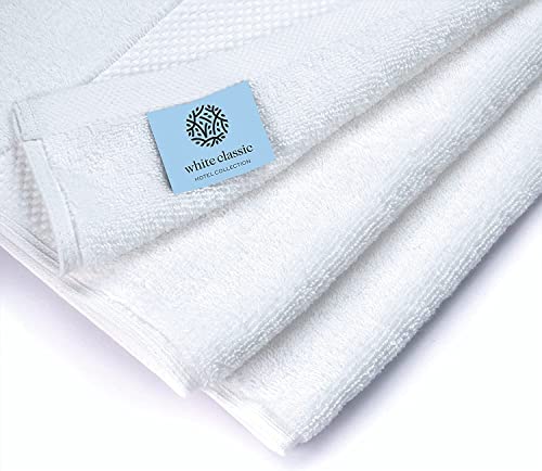 Luxury White Bath Towels Extra Large | 100% Soft Cotton 700 GSM Thick 2Ply Absorbent Quick Dry Hotel Bathroom Towel | 27x54 Inch | White | Set of 4