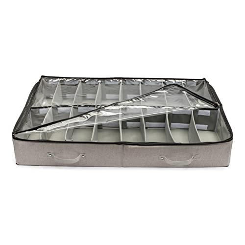 MOJECTO Extra Large Under Bed Storage Organizer (40x27x6 In) With Hard Bottom And Side Walls For Shoes, Blanket, Clothes.