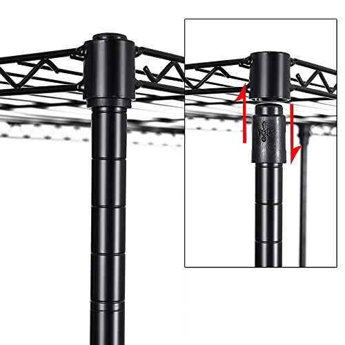 Karl home Wire Garment Rack on Wheels, Heavy Duty Rolling Clothes Rack with 2 Hanging Rods Shelves Hooks, Freestanding Adjustable Closet Organizer Wardrobe System Black Metal Frame