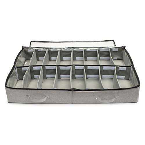 MOJECTO Extra Large Under Bed Storage Organizer (40x27x6 In) With Hard Bottom And Side Walls For Shoes, Blanket, Clothes.