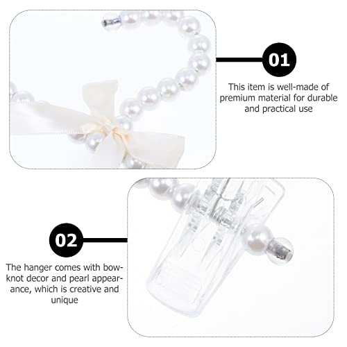 LUOZZY 2 Pcs Artificial Pearl Hangers Pearl Pants Hangers Plastic Bowknot Clothes Rack with Clip for Trousers Jeans Skirts