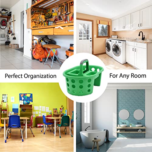 SIMPLYKLEEN Shower Caddy with Handle 2-Pack Plastic Bathroom Storage Organizer, Green Made in the USA