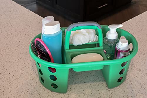 SIMPLYKLEEN Shower Caddy with Handle 2-Pack Plastic Bathroom Storage Organizer, Green Made in the USA