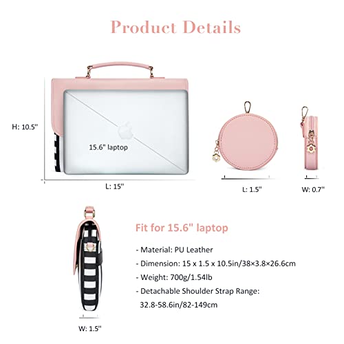 ECOSUSI Laptop Bag for 13-15 inch Notebook Compatible with MacBook Air/Pro M1 M2, Leather Slim Laptop Case Briefcase Computer Protective Sleeve