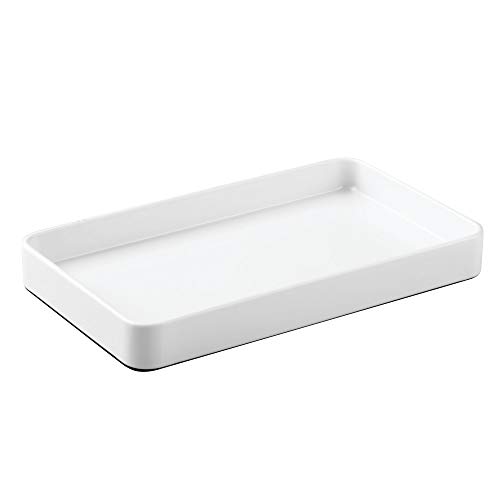 iDesign Gia Metal Guest Towel Tray, Non-Slip Vanity Board for Bathroom, Kitchen, Office, Craft Room, Countertops, Closets, 9.62" x 5.62" x 1.07", White