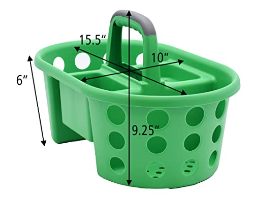 SIMPLYKLEEN Shower Caddy with Handle 2-Pack Plastic Bathroom Storage Organizer, Green Made in the USA