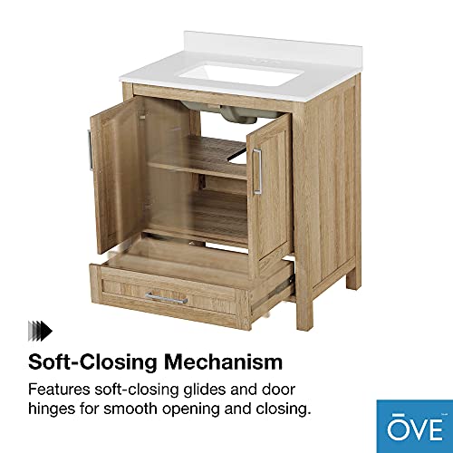 Ove Decors Kansas 30 in. Single Sink Bathroom Cultured Marble Countertop Vanity, 30 inches, in Midnight Blue