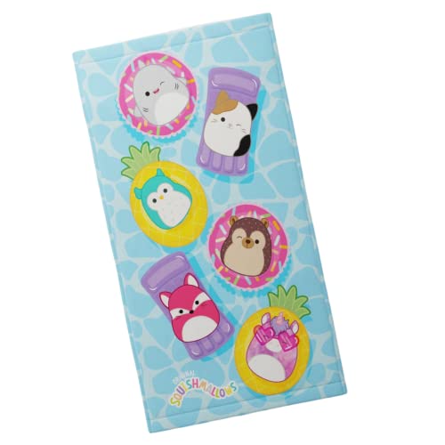 Franco Squishmallows Super Soft Cotton Bath/Pool/Beach Towel, 58 in x 28 in & Squishmallows Kids Bath/Pool/Beach Soft Cotton Terry Hooded Towel Wrap, 24 in x 50 in