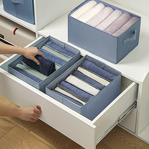 PYRMONT Drawer Organizers for Clothing, Wardrobe Clothes Organizer for jeans with Large Grid,Clothes Organizer for Folded Clothes,Clothes Drawer Organizer for Jeans Pants (2PACK, 7Grid)