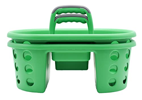 SIMPLYKLEEN Shower Caddy with Handle 2-Pack Plastic Bathroom Storage Organizer, Green Made in the USA