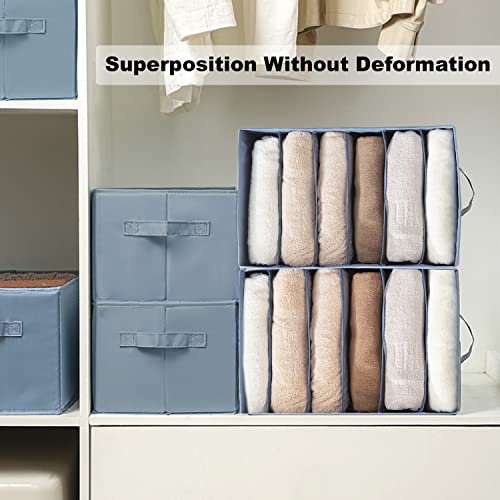 PYRMONT Drawer Organizers for Clothing, Wardrobe Clothes Organizer for jeans with Large Grid,Clothes Organizer for Folded Clothes,Clothes Drawer Organizer for Jeans Pants (2PACK, 7Grid)