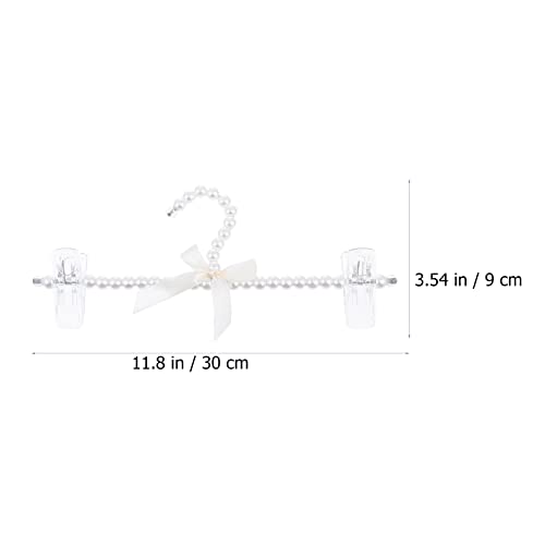 LUOZZY 2 Pcs Artificial Pearl Hangers Pearl Pants Hangers Plastic Bowknot Clothes Rack with Clip for Trousers Jeans Skirts