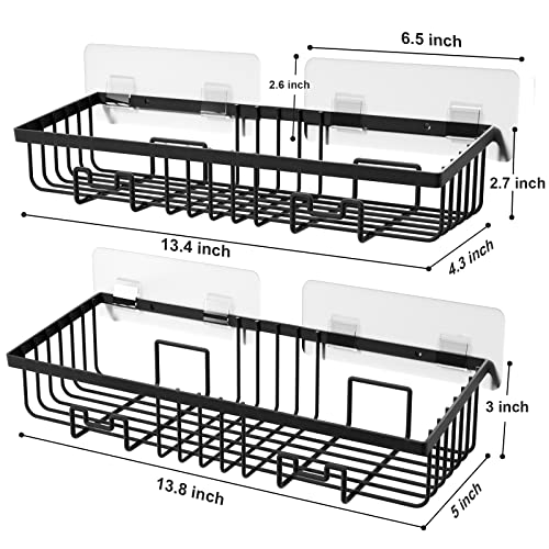 Alsonerbay Shower Organizer Bathroom Caddy for Shower, No Drilling Shower Shelf Baskets for Storage, Rustproof Metal Shower Rack, 2 pack, Matte Black