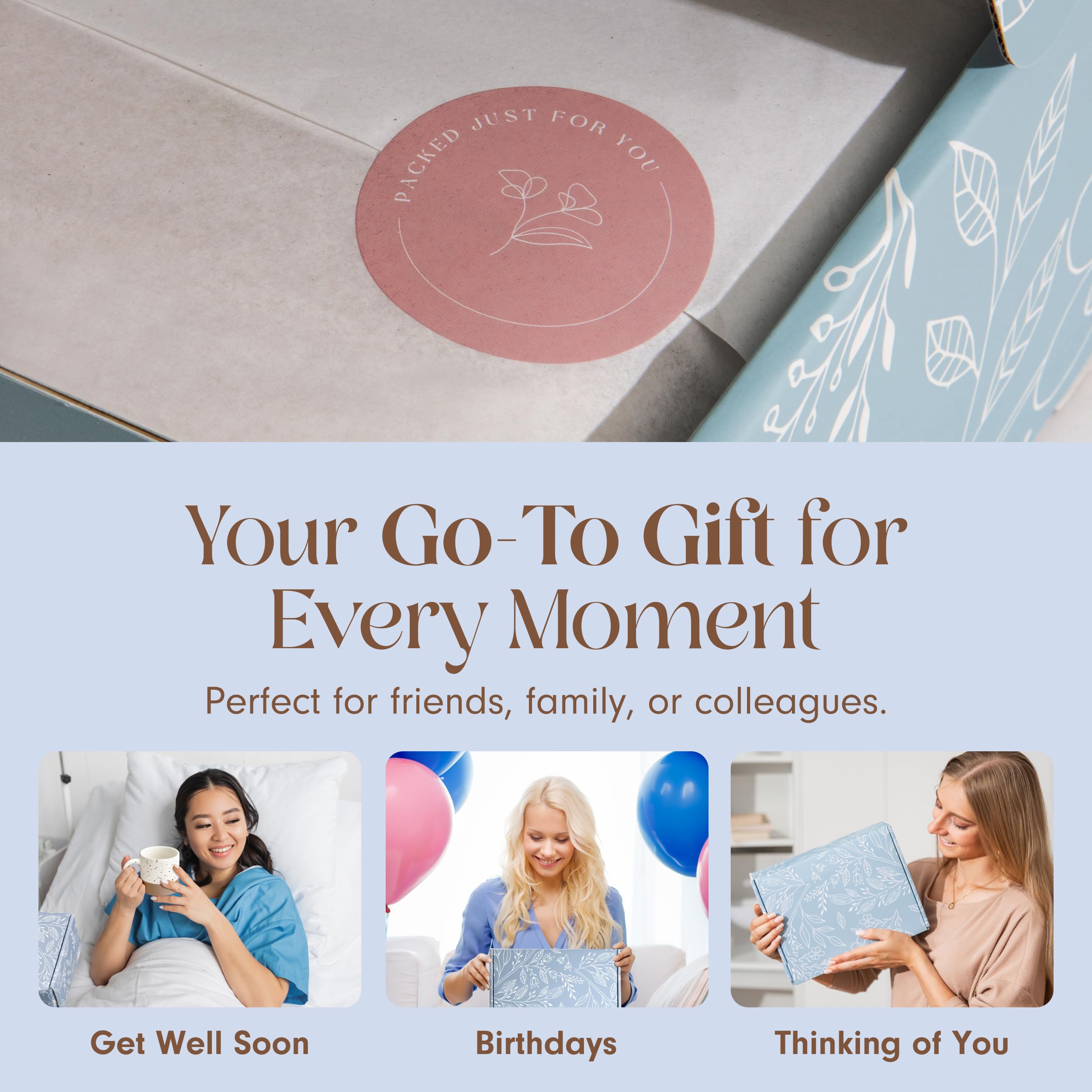 Unboxme Get Well Gift Box - USDA Organic Get Well Soon Self Care Package for Women | Fluffy Socks, Mug, Lemon & Ginger Tea Set, Sea Salt, Sage Scented Candle, Sending Hugs Card | Feel Better Basket