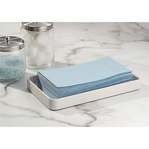iDesign Gia Metal Guest Towel Tray, Non-Slip Vanity Board for Bathroom, Kitchen, Office, Craft Room, Countertops, Closets, 9.62" x 5.62" x 1.07", White