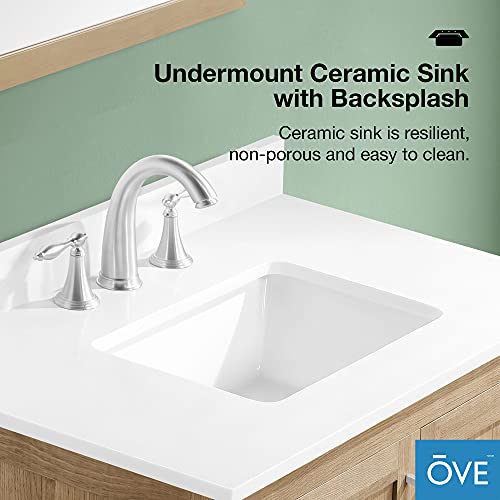 Ove Decors Kansas 30 in. Single Sink Bathroom Cultured Marble Countertop Vanity, 30 inches, in Midnight Blue
