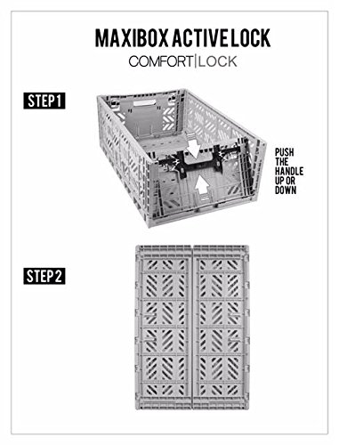 AYKASA Collapsible Storage Bin Container Basket Tote, Folding Basket Crate Container : Storage, Kitchen, Houseware Utility Basket Tote Crate = Maxi-Box Comfort Lock (Navy)