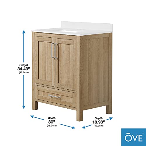 Ove Decors Kansas 30 in. Single Sink Bathroom Cultured Marble Countertop Vanity, 30 inches, in Midnight Blue