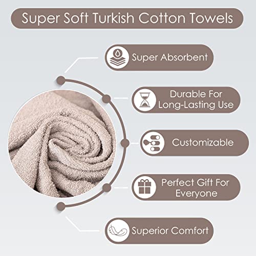Personalized Towels Set - 3 Pack Super Soft & Absorbent Turkish Cotton Towels for Bathroom, Spa, Gym, Pool and Hotels - Includes 1 Bath Towel, 1 Hand Towel, 1 Washcloth - Lavender Towel Set