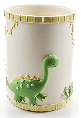 Ruoxian Cartoon Dinosaur Bath Accessory Set, Soap Dispenser Pump, Toothbrush Holder, Tumbler, Soap Dish (One Set)