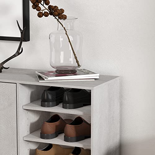 Galano 16 Pair Lucca 2 Door Shoe Storage Cabinet with Open Shelf and Doors β Shoe Rack - Shoe Storage Entryway β Shoe Organizer for Home and Office - Dusty Grey Oak