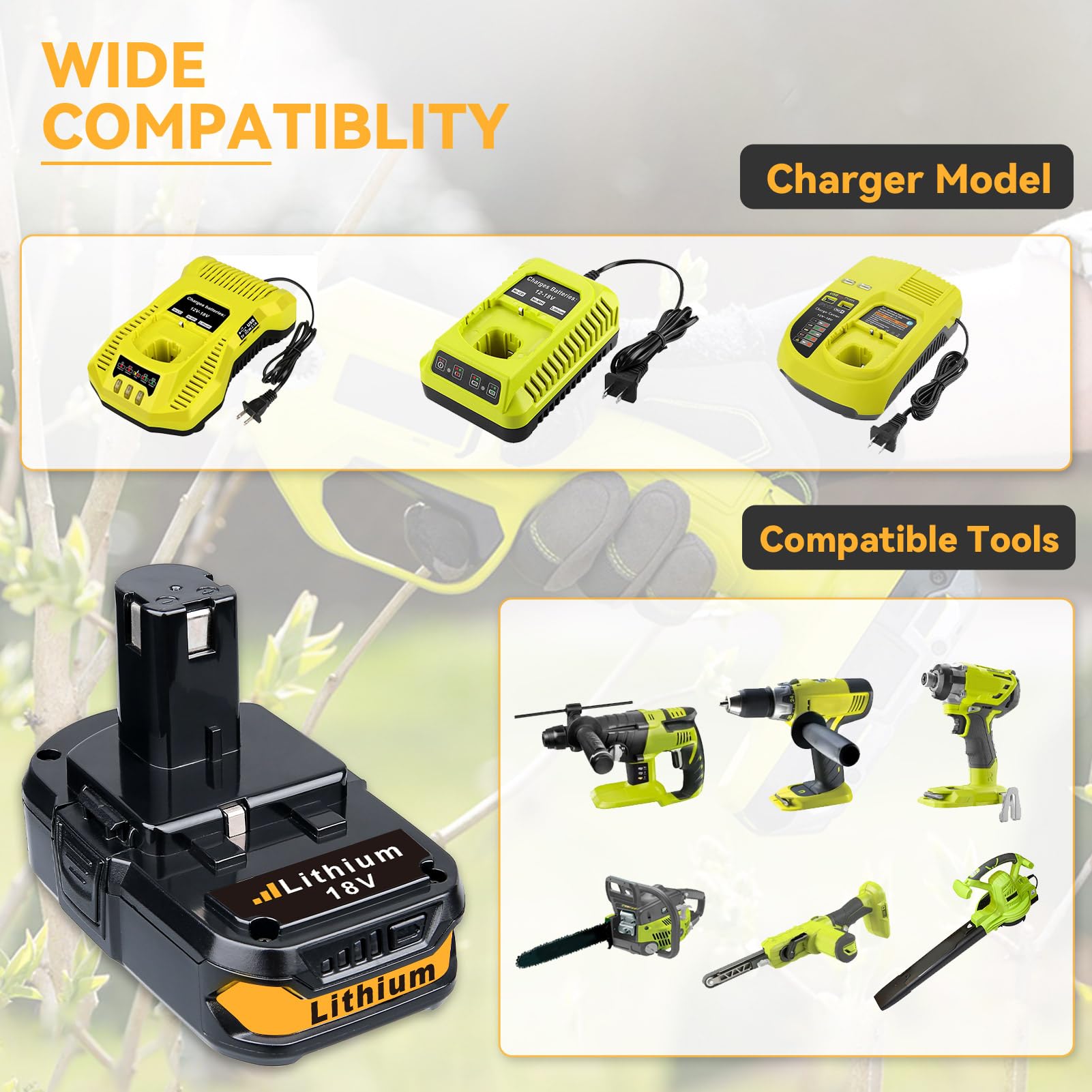 Masione 2Pack 3600mAh P102 Replacement for Ryobi 18V Battery Lithium ion ONE Plus P102 P103 P105 P107 P108 P109 P104 Compatible with Ryobi 18 Volt Cordless Tools Drill Weed Eater Edge Trimmer Battery