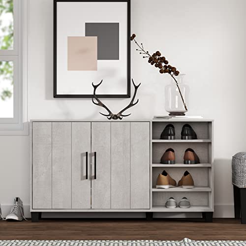 Galano 16 Pair Lucca 2 Door Shoe Storage Cabinet with Open Shelf and Doors β Shoe Rack - Shoe Storage Entryway β Shoe Organizer for Home and Office - Dusty Grey Oak