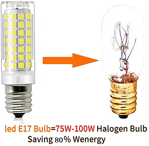 Microwave Oven Appliance 8W E17 LED Bulb (75W Halogen Bulb Equivalent) Dimmable Ceramic Body Appliance Bulb Microwave Oven Light Bulb (2-Pack, Daylight White 6000K)
