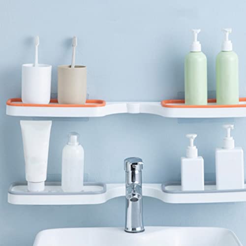 Beaupretty Shampoo Holder Organizer 2Pcs Corner Shower Shelf Shower Caddy Adhesive Bathroom Shelf Kitchen Storage Racks Organizer for Shampoo Conditioner Kitchen Livingroom Wall Mount Shower Rack