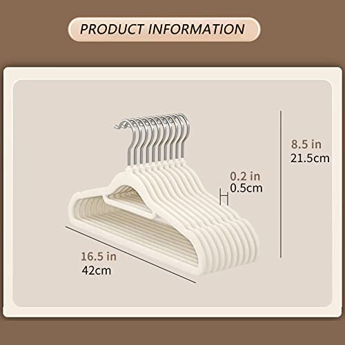 Velvet Clothing Hangers Slim Stackable Non-Slip Beige Suit Hanger Space Saving Clothes Hanger Heavy Duty Adult Hangers with 360°Swivel Hook