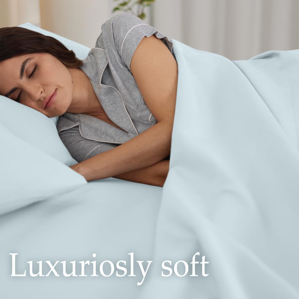 lalaLOOM Full Bed Sheet Set, Soft Microfiber Hotel Luxury Bedding, Extra Deep Pocket, 4 Piece Sheets and Pillowcase Sets, Breathable Wrinkle, Fade Resistant, Easy Care Machine Washable Linen, Sea Blue