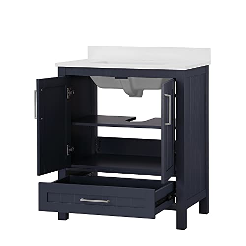 Ove Decors Kansas 30 in. Single Sink Bathroom Cultured Marble Countertop Vanity, 30 inches, in Midnight Blue