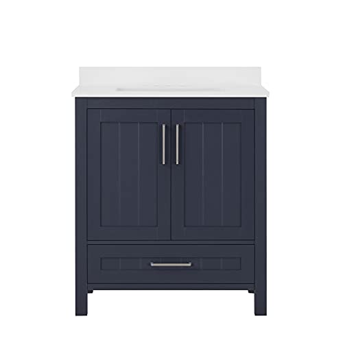 Ove Decors Kansas 30 in. Single Sink Bathroom Cultured Marble Countertop Vanity, 30 inches, in Midnight Blue