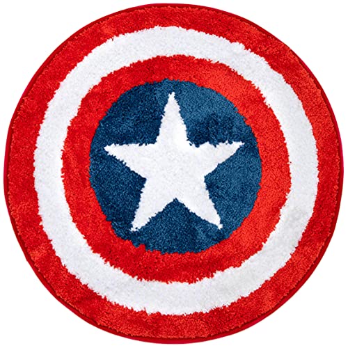 Jay Franco Marvel Avengers Shields 14 Piece Bathroom Set - Includes Shower Curtain, 12 Hooks, & Non-Slip Bath Rug - Easy Care Fabric (Official Marvel Product)