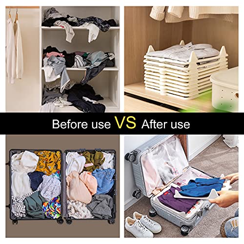 N-D Folding Board Stackable Save Space Tee Shirt Organizer Receipt Board Documents Dividers (10-Pack, Large Size, White)