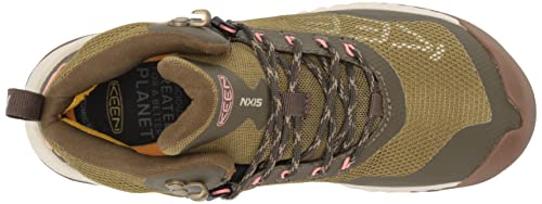 KEEN Women's NXIS Evo Mid Height Waterproof Fast Packing Hiking Boots, Olive Drab/Silver Birch, 7