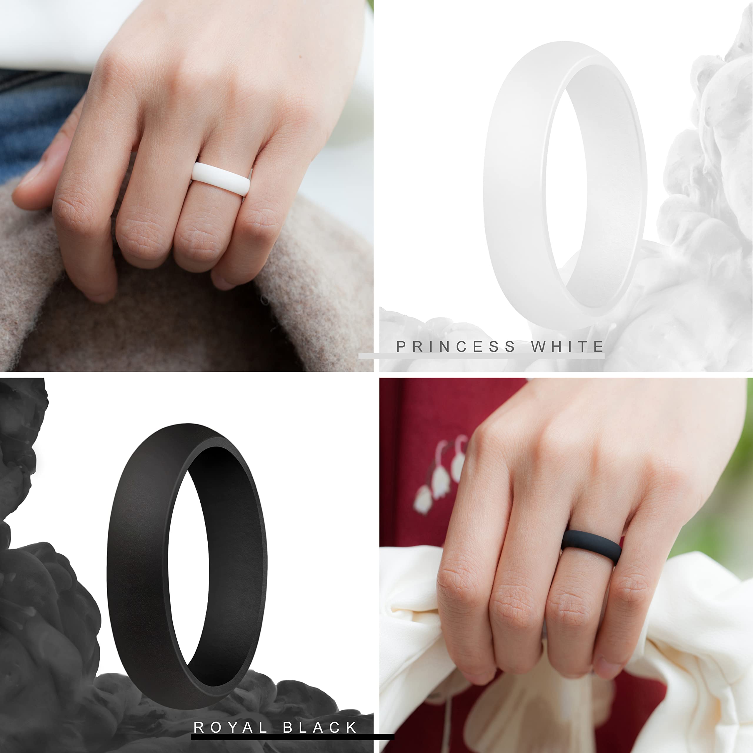 ThunderFit Women’s Silicone Engagement Rings, 5.5mm Wide, 2mm Thick, Wedding Rubber Bands, Variety Multipack 1-7
