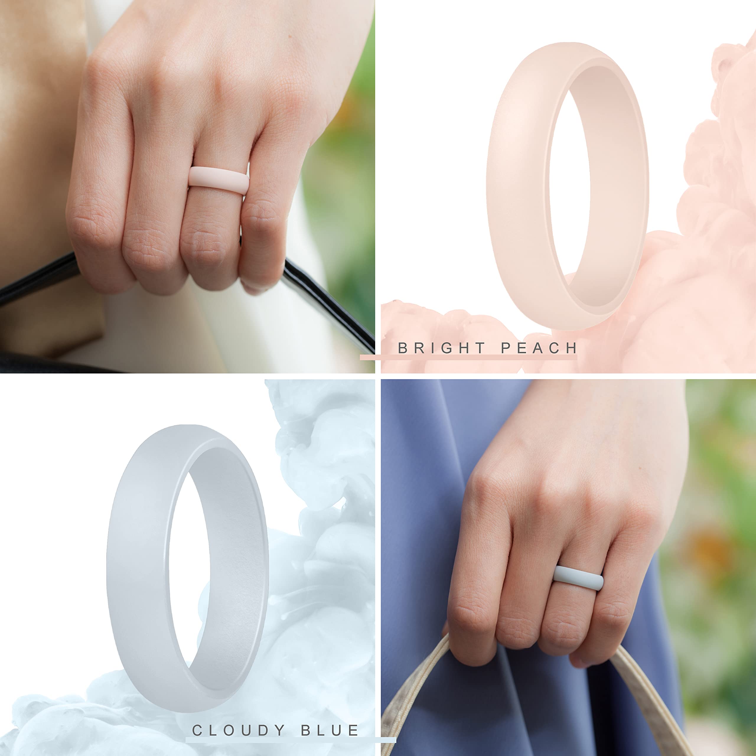 ThunderFit Women’s Silicone Engagement Rings, 5.5mm Wide, 2mm Thick, Wedding Rubber Bands, Variety Multipack 1-7