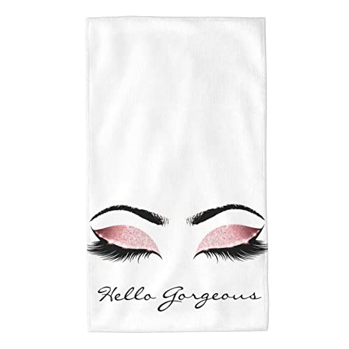 Soft Absorbent Hand Towel Gorgeous Eyelashes Bathroom Decor Multipurpose Fingertip Towels for Guests, Hand, Face, Gym and Spa, Yoga All Season-27.5 x 16 inches