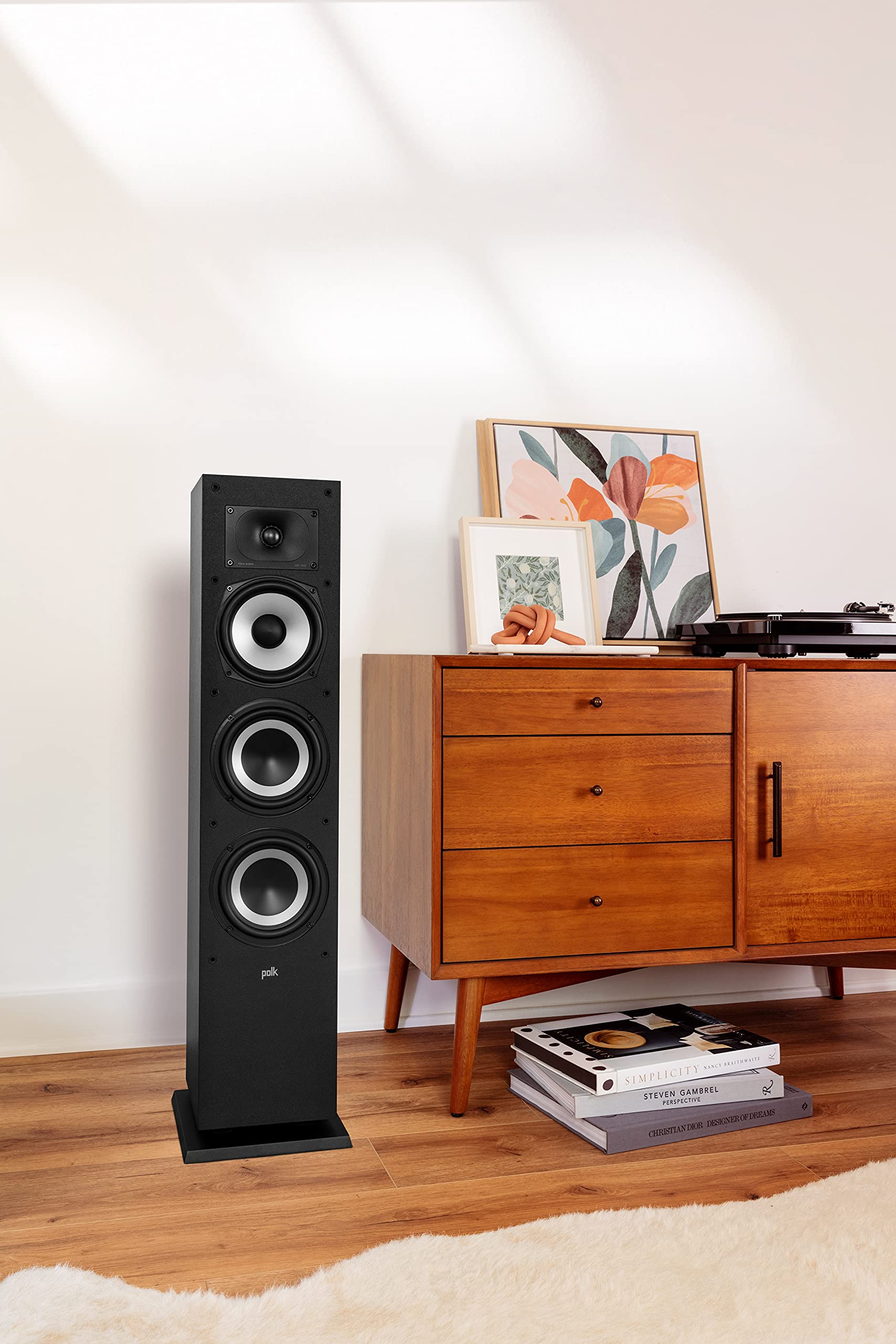 Polk Monitor XT60 Tower Speaker - Hi-Res Audio Certified, Dolby Atmos, DTS:X & Auro 3D Compatible, 1" Tweeter, 6.5" Dynamically Balanced Woofer, (2) 6.5" Passive Radiators (Single, Midnight Black)