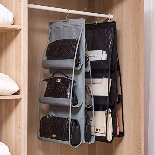 Emoly Hanging Handbag Organizer Dust Proof Storage Holder Bag Wardrobe Closet for Purse Clutch with 6 Larger Pockets for Organizing and Storing Women Handbags(Black)