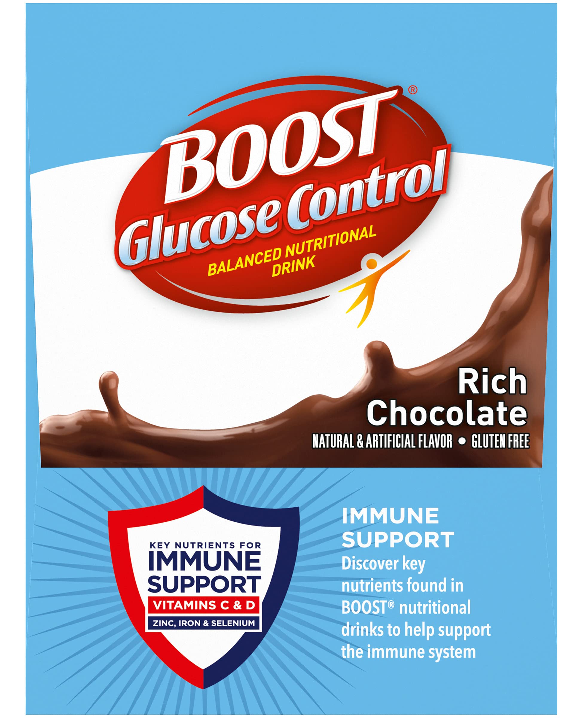 BOOST Glucose Control Balanced Nutritional Drink, Rich Chocolate, Helps Manage Blood Sugar with No Artificial Colors, 8 FL OZ Bottles, 6 CT (Pack of 1)