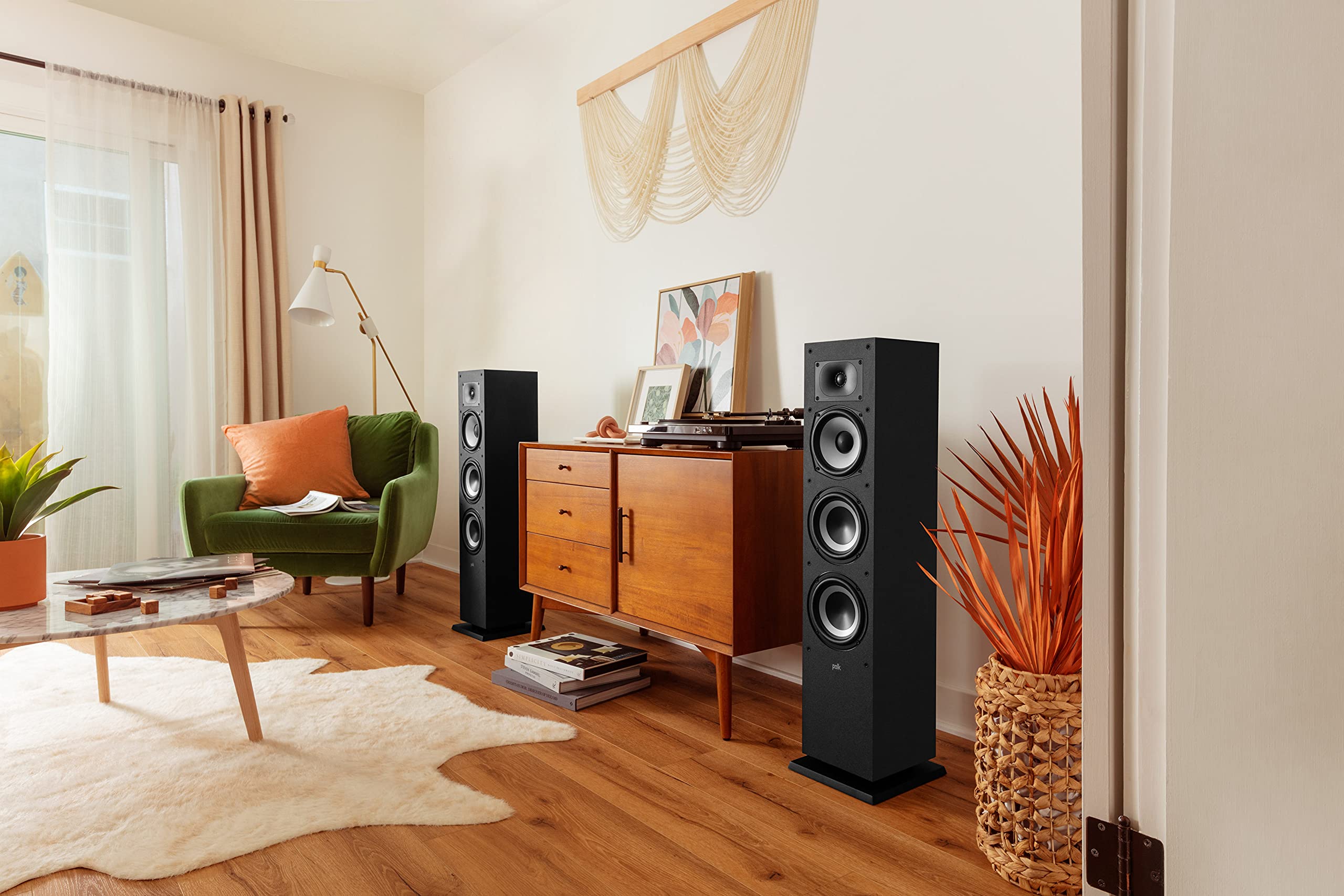 Polk Monitor XT60 Tower Speaker - Hi-Res Audio Certified, Dolby Atmos, DTS:X & Auro 3D Compatible, 1" Tweeter, 6.5" Dynamically Balanced Woofer, (2) 6.5" Passive Radiators (Single, Midnight Black)