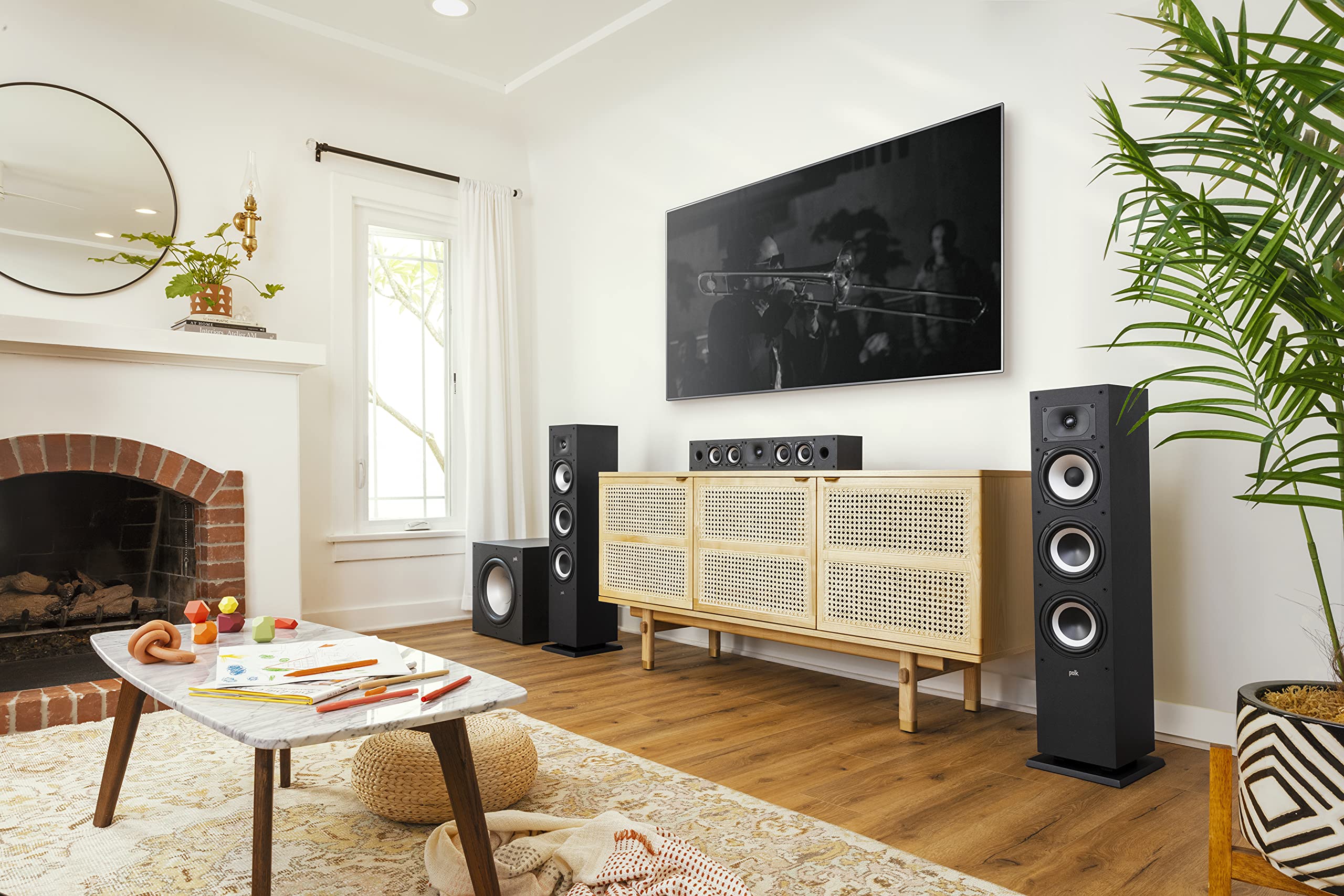 Polk Monitor XT60 Tower Speaker - Hi-Res Audio Certified, Dolby Atmos, DTS:X & Auro 3D Compatible, 1" Tweeter, 6.5" Dynamically Balanced Woofer, (2) 6.5" Passive Radiators (Single, Midnight Black)