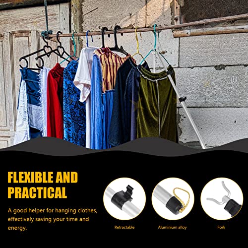 DOITOOL Long Reach Closet Pole with Hook for Reaching, Telescoping Closet Pole Extending Closet Hook Pole, Adjustable Long Reach Stick for Closet, Ceiling, Shelf ( 49 inch, Silver )