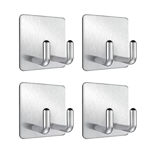 Razor Holder for Shower - 4PCS Shaver Holder for Shower Wall, Self Adhesive Inside Shower Hook Waterproof Stainless Steel Holder Stand Bathroom Kitchen Organizer Shaver Towel Loofah Bathrobe Coat Hook