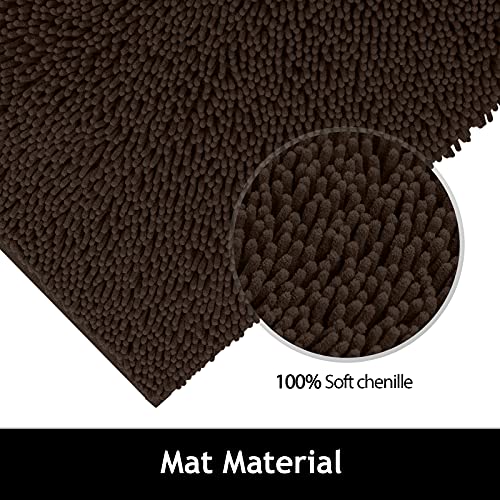 TREETONE Machine Washable Water Absorbent Bath Mat Bathroom Rugs Non Slip Soft Microfiber Mat,2 Piece Bathroom Rugs Set (Set of 2-Small 16" x 24" Medium 20" x 32", Chololate Brown)